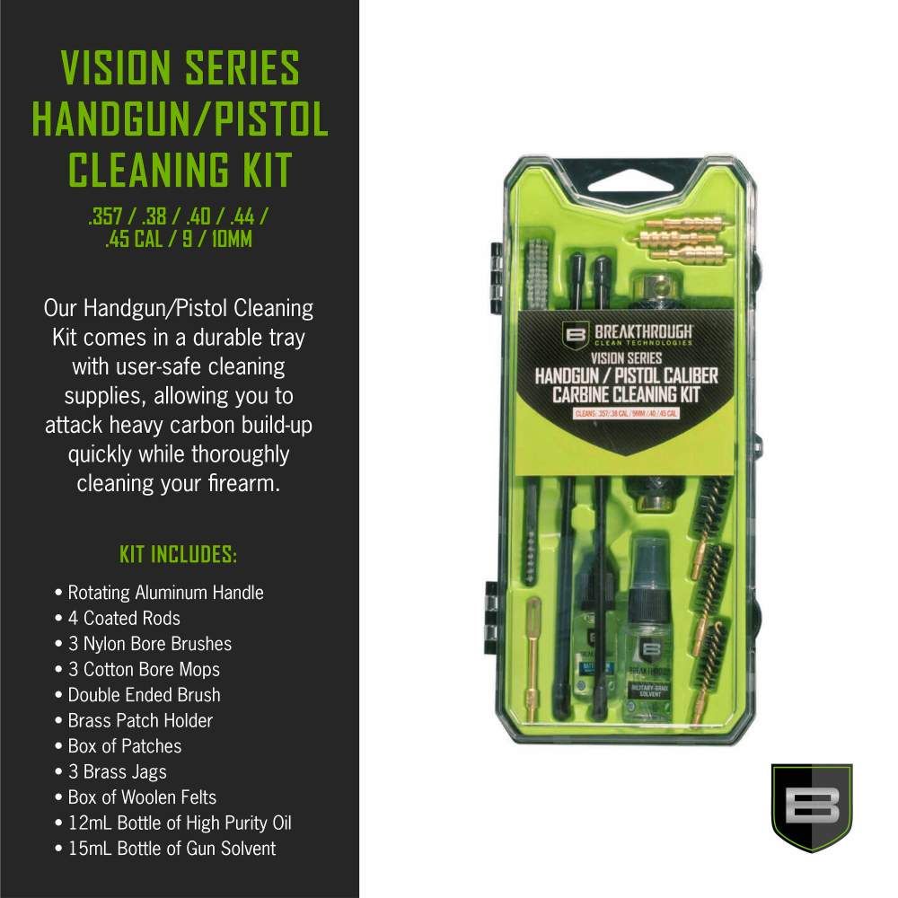 BCT Vision Series Handgun / Pistol Caliber Carbine Cleaning Kit - .357 / .40 / .45 Cal